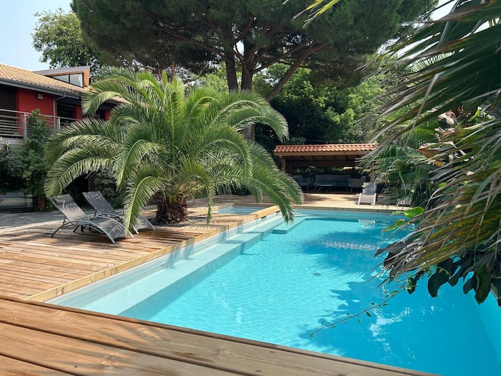 La Maison Rouge, Piscine, 2 Mn A Pied De La Plage. - Arcachon