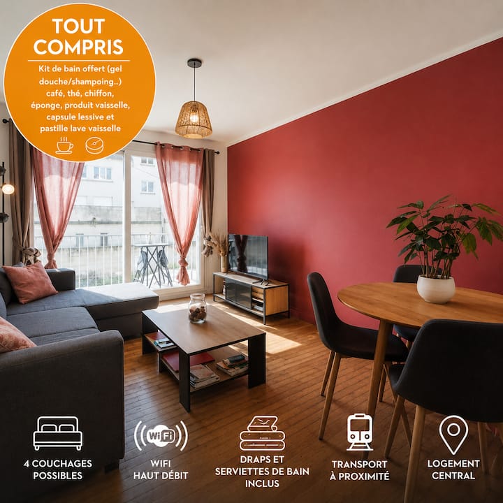 Le Rostand - Charmant Appartement Lumineux - Saint-Brieuc