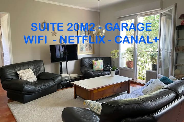 Suite/lit King Size/garage à 5mn Ferries/plages - Toulon