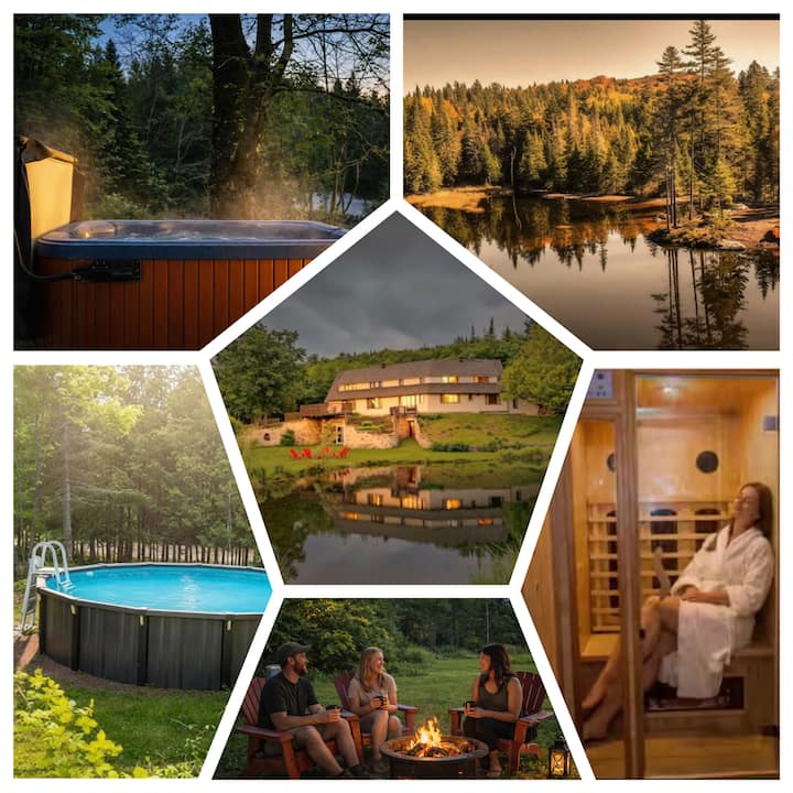 Le Manoir•piscine/spa/lac/sauna/26 Voyageurs - Laurentides