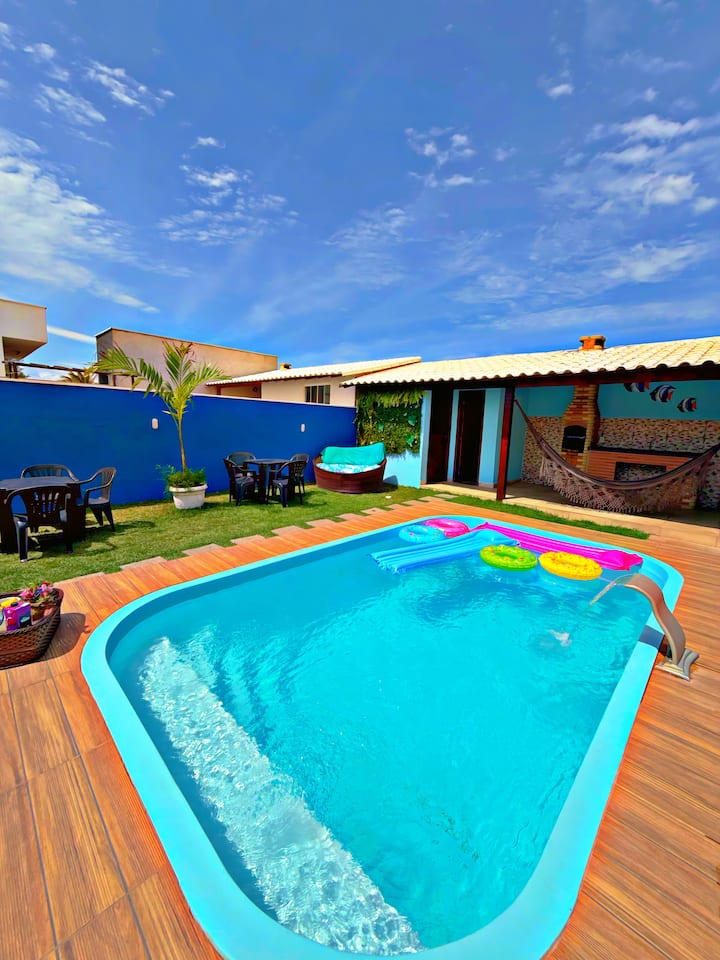 A Famosa Casa Azul 01 Com Piscina Próxima à Praia. - Cabo Frio