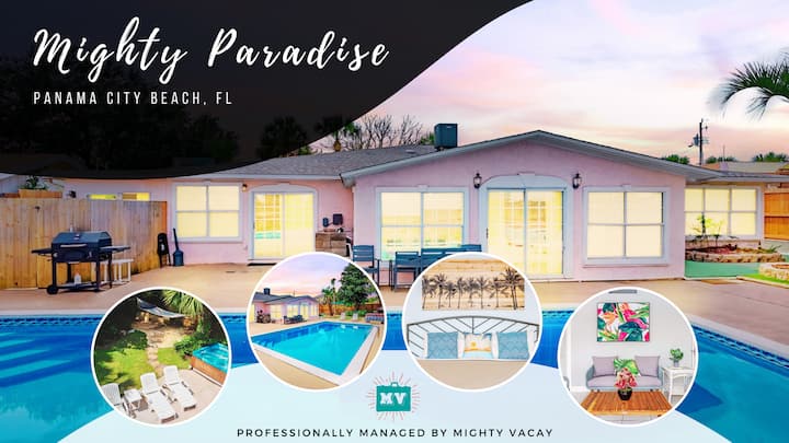 Mighty Paradise Private Pool, Hot Tub, Gamerm, Dog-friendly, Steps To Beach️ - Panama City Beach, FL