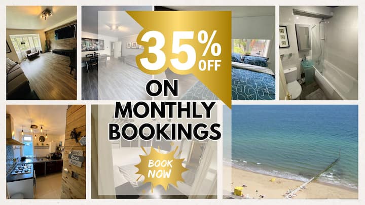 Book Monthly |Save 35% |Central |Parking | Sleep 4 - Bournemouth
