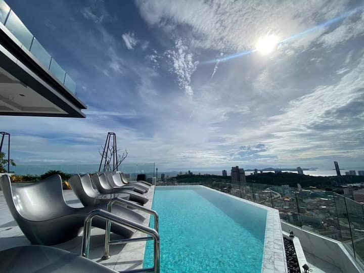 Super Modern 1bdr Close To Walkingstreet 海景无边泳池 - Pattaya City