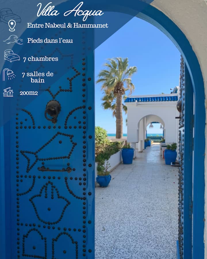 Villa Acqua Front Mer Entre Nabeul Et Hammamet - Nabeul