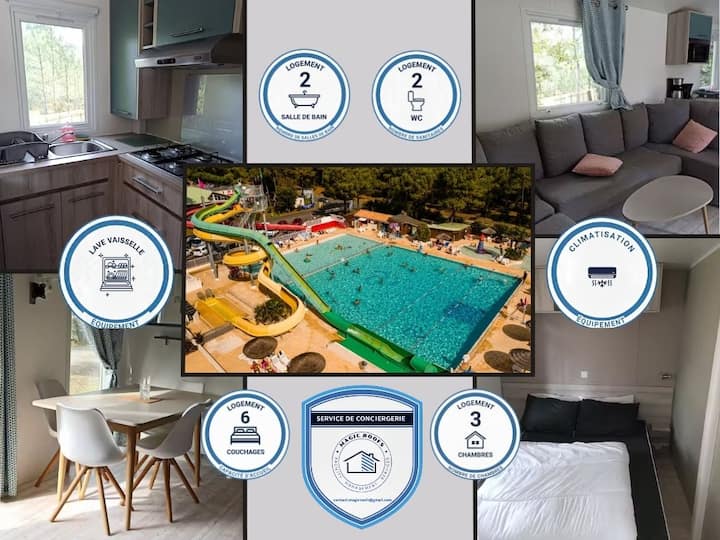Mobile-home 3 Chambres Climatisé Camping 4* - Charente-Maritime