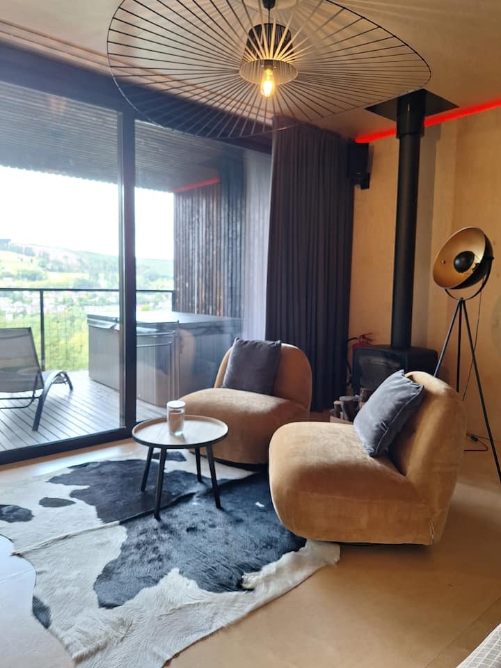 L'onyx - Cabane Avec Jacuzzi Et Vue Panoramique - Trois-Ponts