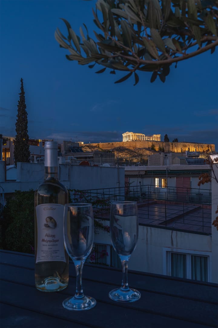 Amazing 150m² Apt- Roof Garden View To Acropolis - 雅典