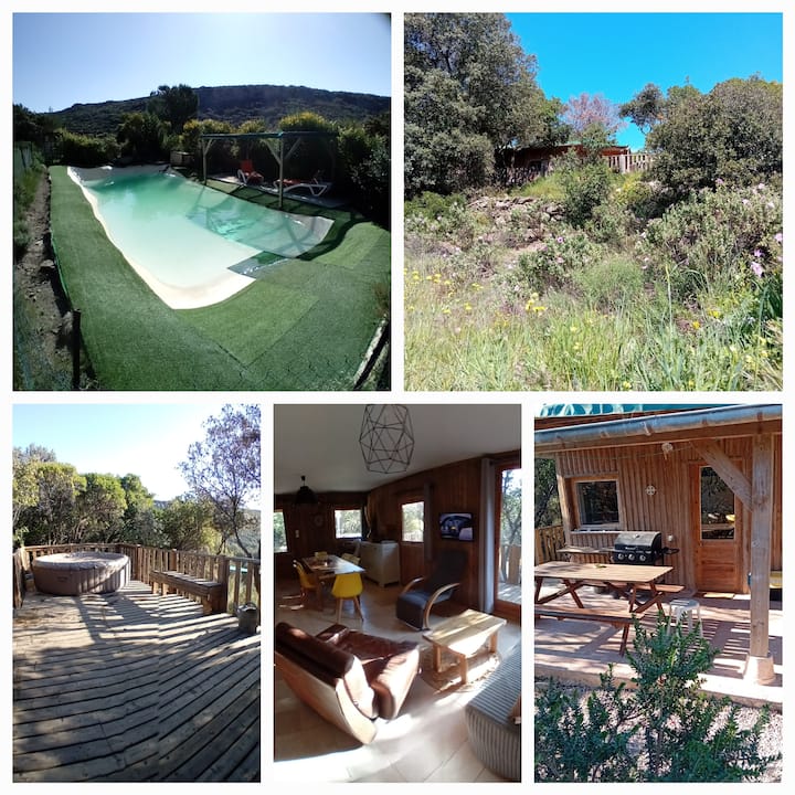 Chalet 40 M2 Avec Cabanon De10m2 Spa Et Piscine - Hérault