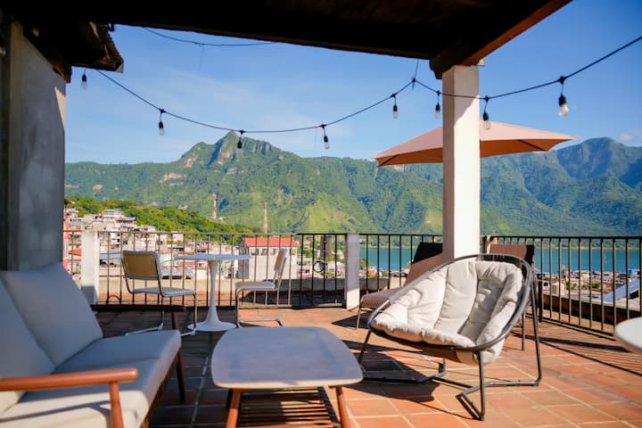 Top Floor Studio With Rooftop & Lake View - Santiago Atitlán
