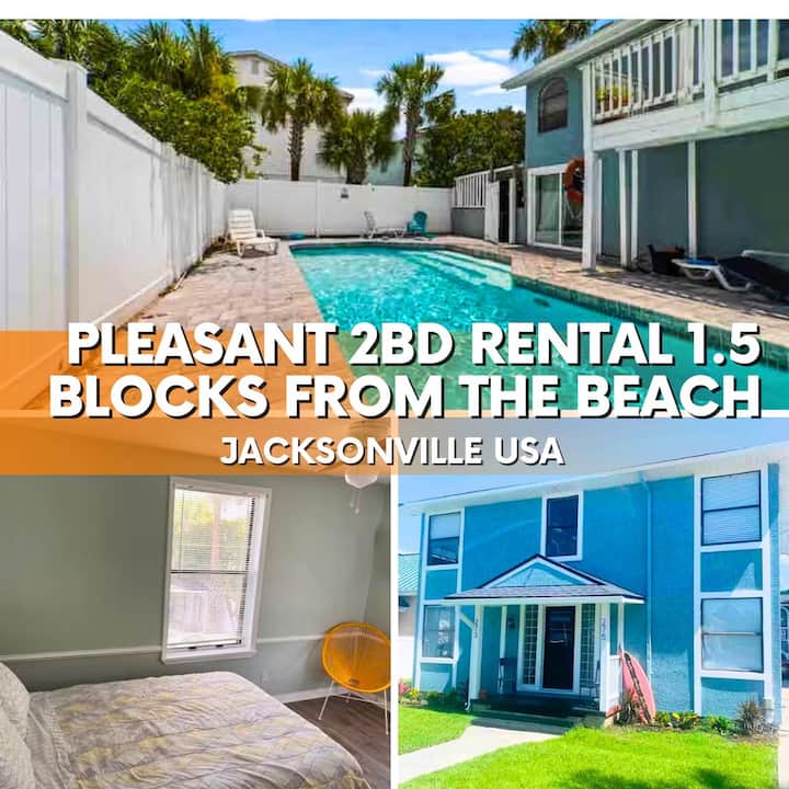 Pleasant 2 Bd Rental 1.5 Blocks From The Beach. - Atlantic Beach, FL