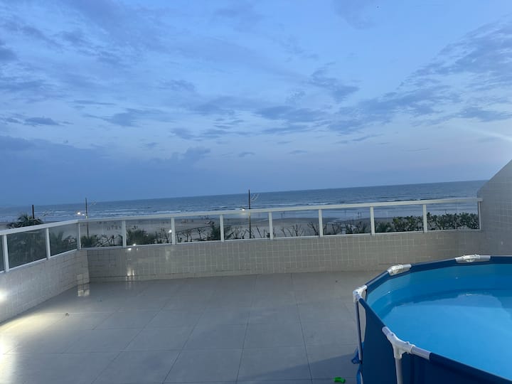 Apartamento Frente Mar, Varanda Gigante E Ar Cond. - Praia Grande