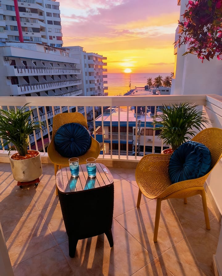 Hermoso Apartamento Con Terraza Y Vista A La Playa - 聖塔馬它