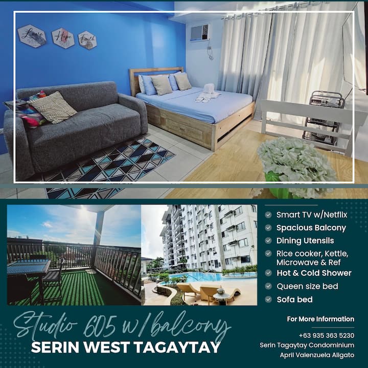 Studio 605 W/ Balcony Serin West Upto 50mbps Wi-fi - Tagaytay