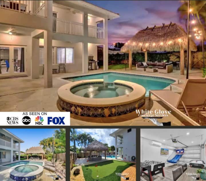 Spectacular 7br Heated Pool Jacuzzi Tiki Game - Deerfield Beach, FL