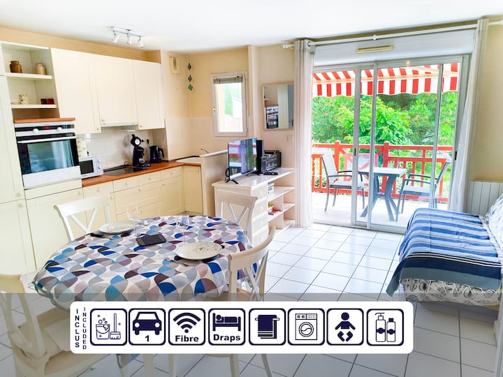 Apt Lumineux /Terrasse/ Plage 10mn/commerces 100m - Boucau