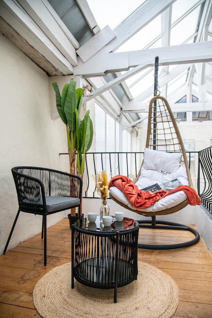 Loft Art Déco Terrasse Verrière Clim Lit King Size - Digne-les-Bains