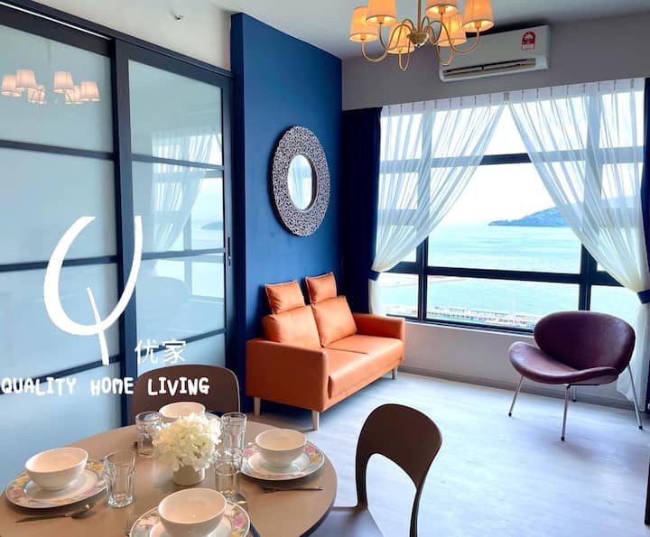 Jq3 -Sunset Seaview (优家) -Free Park-kingbed-wifi - Kota Kinabalu