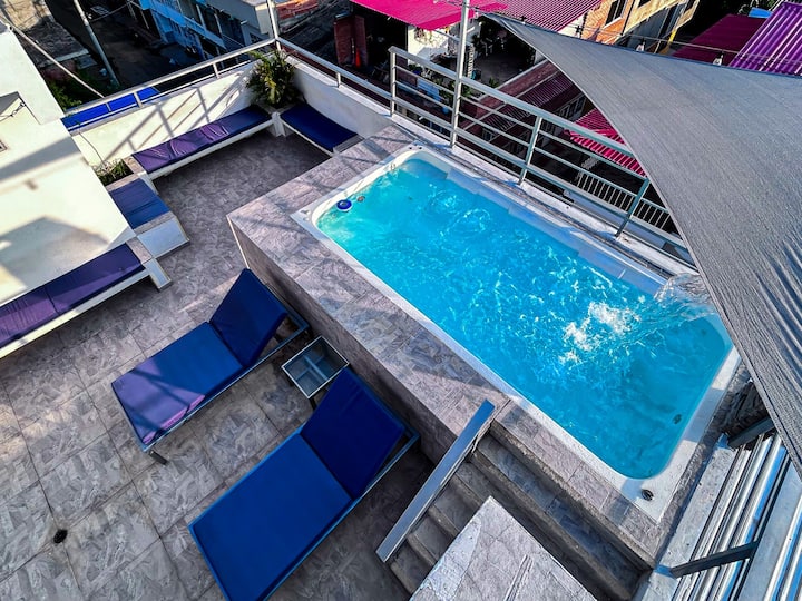 Blue Jacuzzi Aircondit Tv Wi-fi Pool Central 5c-2 - Girardot