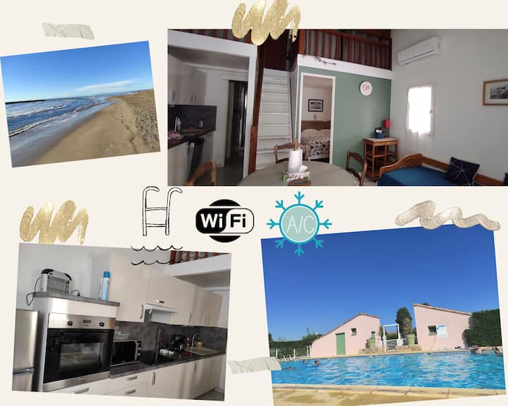 Fleur De Sel, Maisonnette Avec Clim+piscine+plages - Vendres