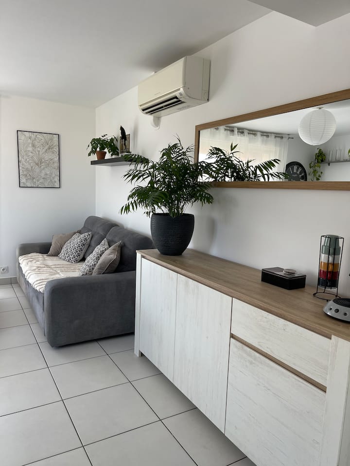 F2 Terrasse, Parking Privé /Clim/ 5min Des Plages - Saint-Cyprien Plage