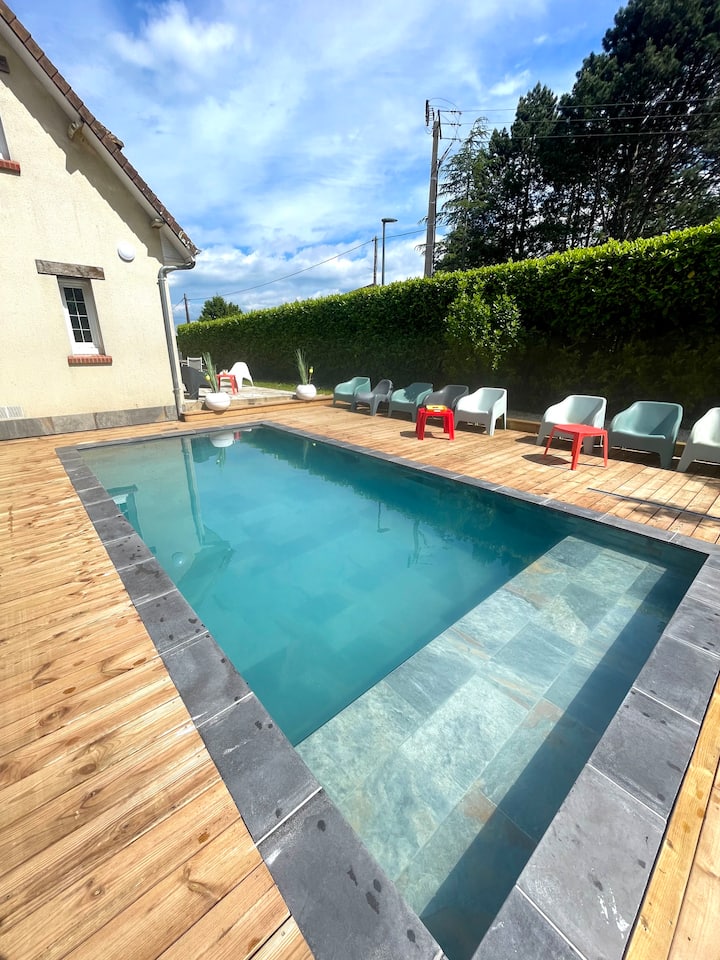 4mn/mer Cabourg 16p, Piscine Chauffée, Cheminée - Normandië