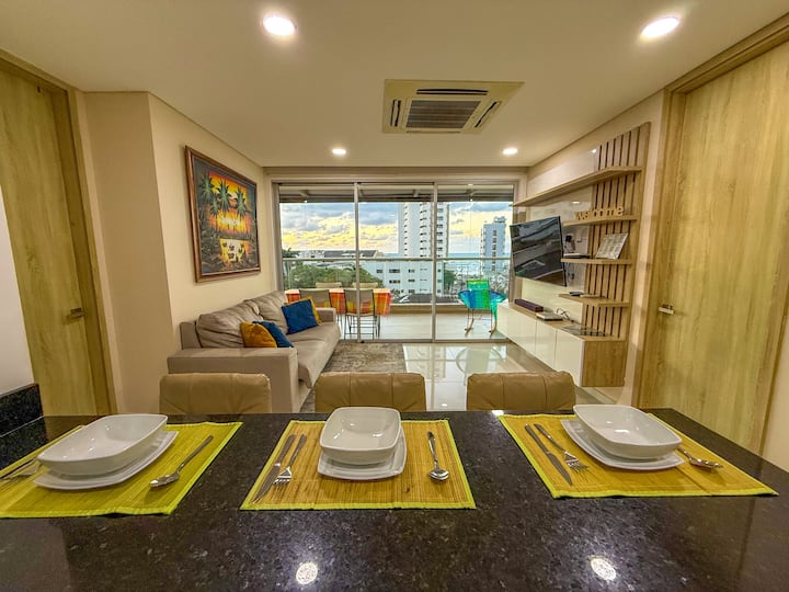 Elegante Apartamento, Gran Terraza, Frente Al Mar - Cartagena
