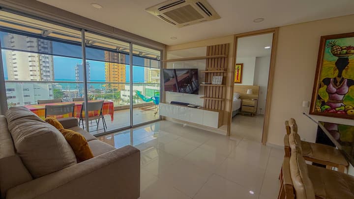 Elegante Apartamento, Gran Terraza, Frente Al Mar - Cartagena