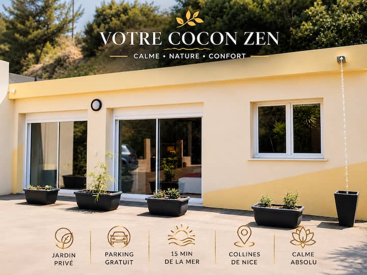 Cocon Lumineux, Jardin Privé & Parking  15min Mer - Nizza