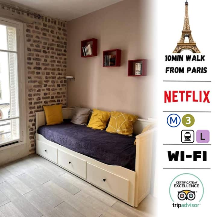 Beau 2 Pièces, Paris, Métro, Train, Bus - 3 Pers. - Levallois-Perret