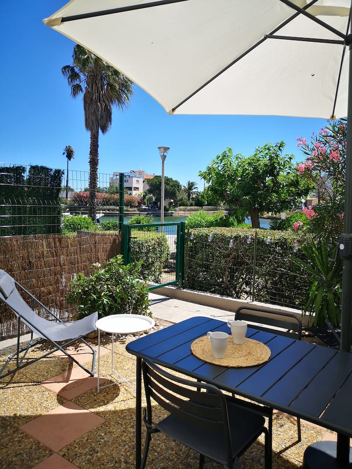 Studio Climatisé Grande Terrasse Vue Marina - Saint-Cyprien