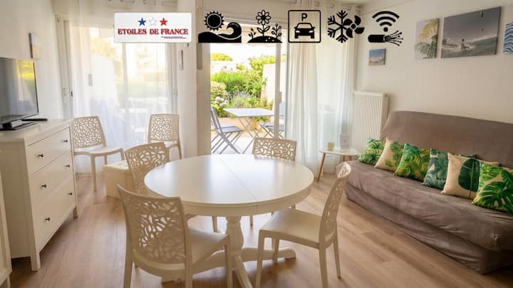 Charmant Appt. Classé, Clim, Fibre, Jardin, Plage - La Grande-Motte