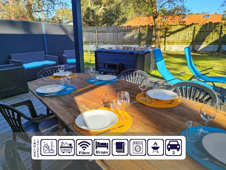 Maison En Bois / Spa 5 Places 35°c / Plage à Pied - Labenne