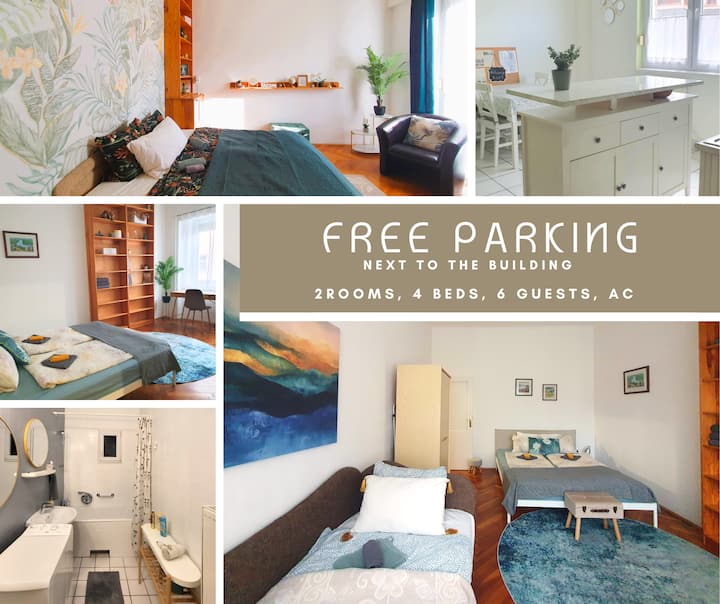 Central Location, 4 Beds, 2 Bedroom+, Free Parking - Budapest