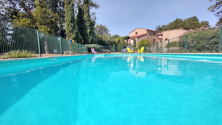 Mas Avec Piscine Au Coeur Des Vignes, 20 Min Mer - 法國