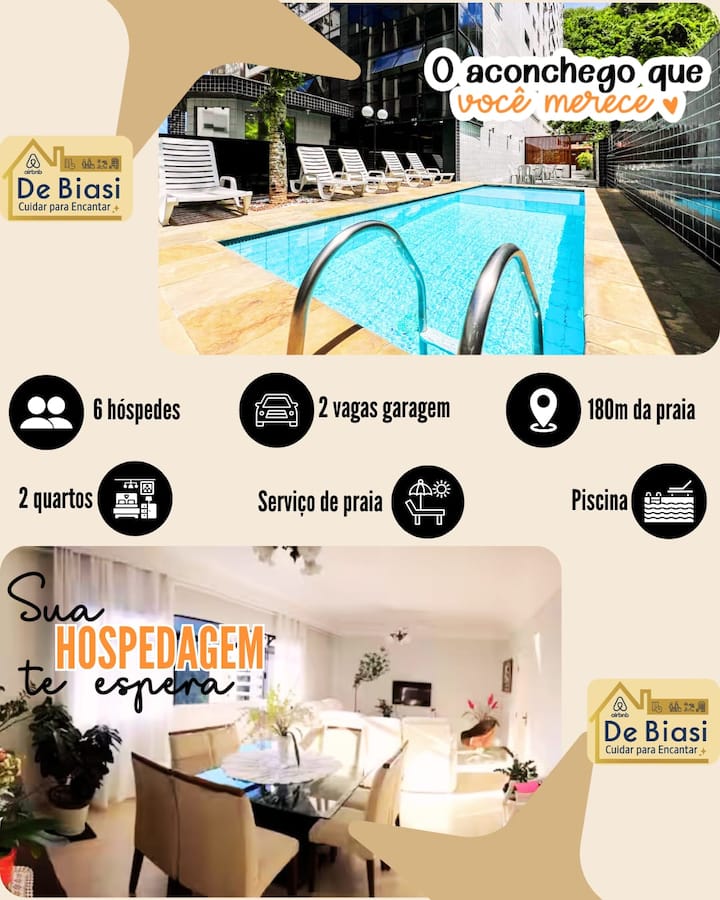 Conforto, Praia & Lazer: Apto C/piscina/ar Cond/2v - Guarujá