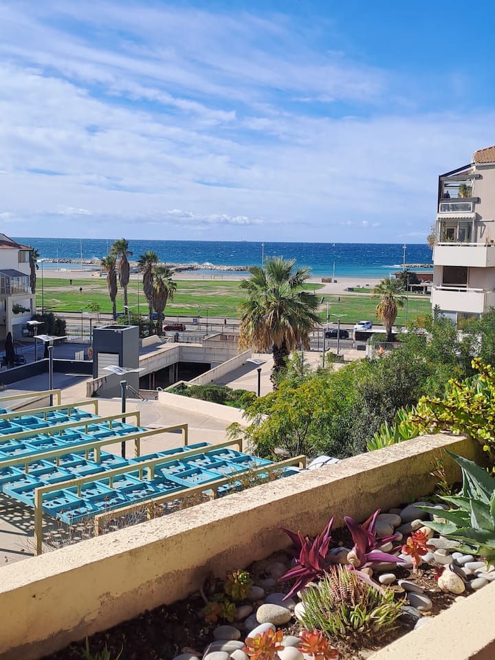 Grand T2 Terrasse Vue Mer - Plage Du Prado à 200m - Calanques de Marseille