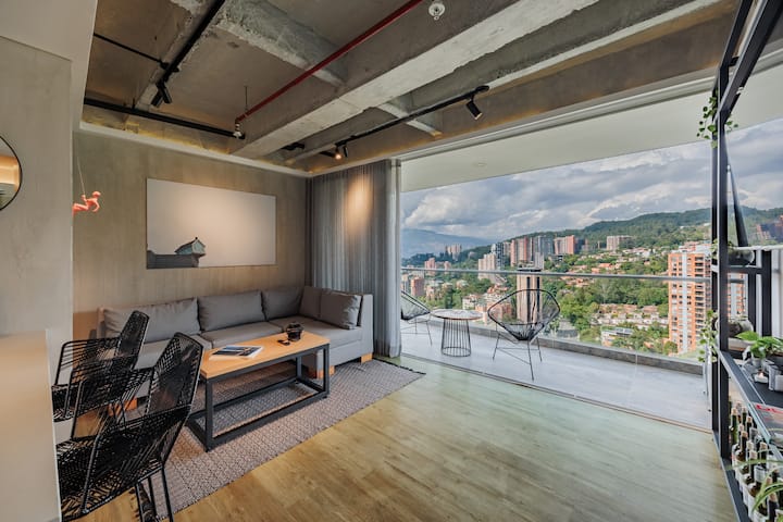 [C] Poblado Heights|19th Fl View|ac|spa|sauna - Medellín