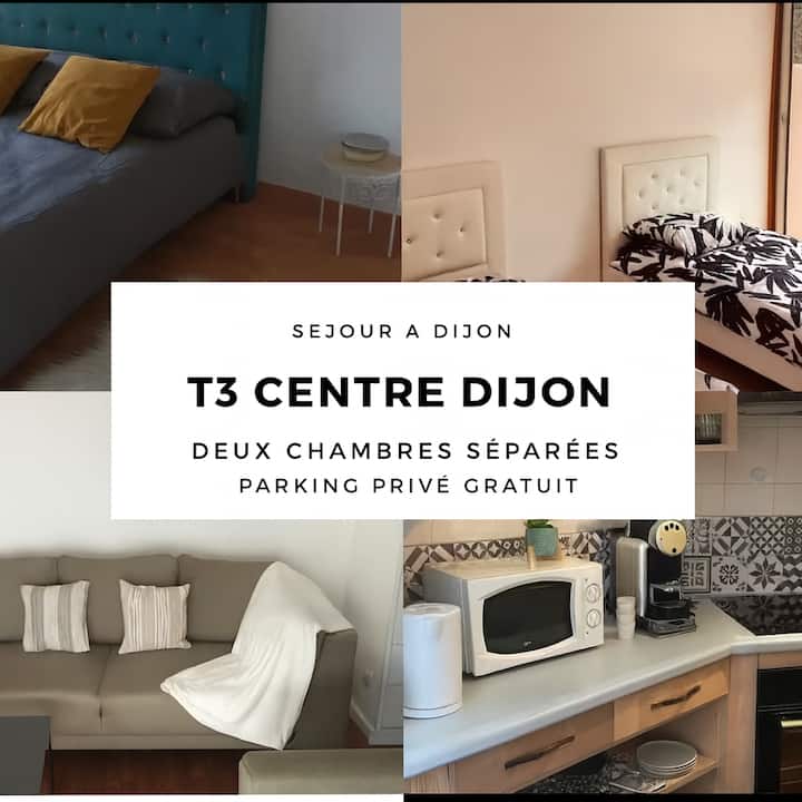 Appart Avec 2 Chambres Séparées -Parking Privé - Dijon