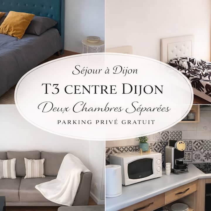 Logement 2 Chambres Parking Privé Gratuit - Dijon