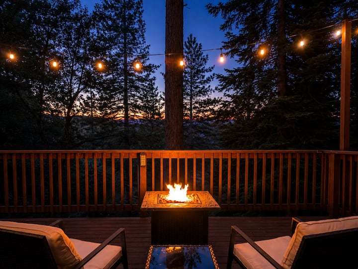 The Oak & Ember Cabin | Fireplace • Screening Room - Lake Arrowhead, CA