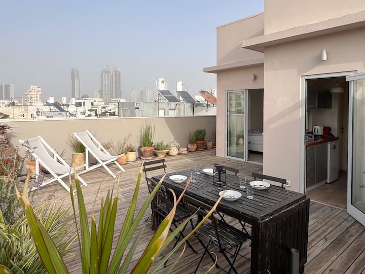 ->Rooftop Heaven By Frishman Beach. Sunny 1 Bdm - Tel Aviv-Yafo