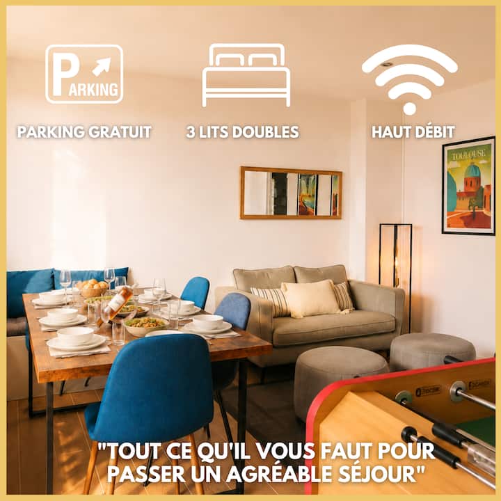 T4 Pro/groupes - Parking - 6 Pers - Babyfoot - Colomiers