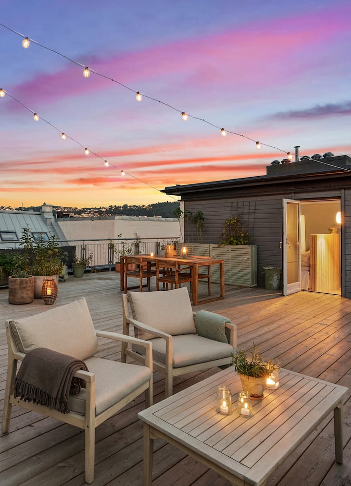 Sentral Leilighet Med Stor Privat Takterrasse - Oslo