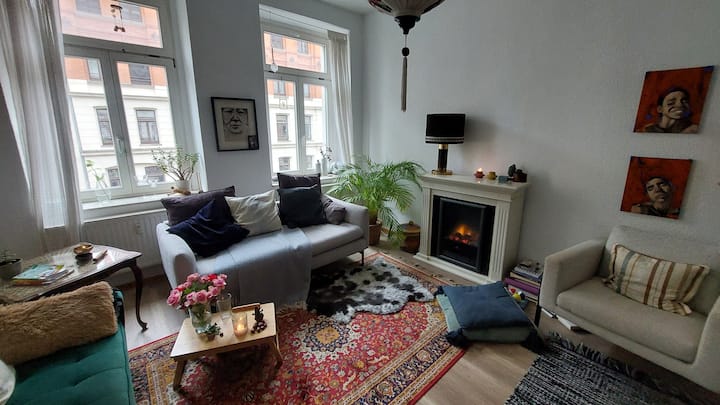 Gemütliches Sonniges Apartment Mit Kamin - 라이프치히