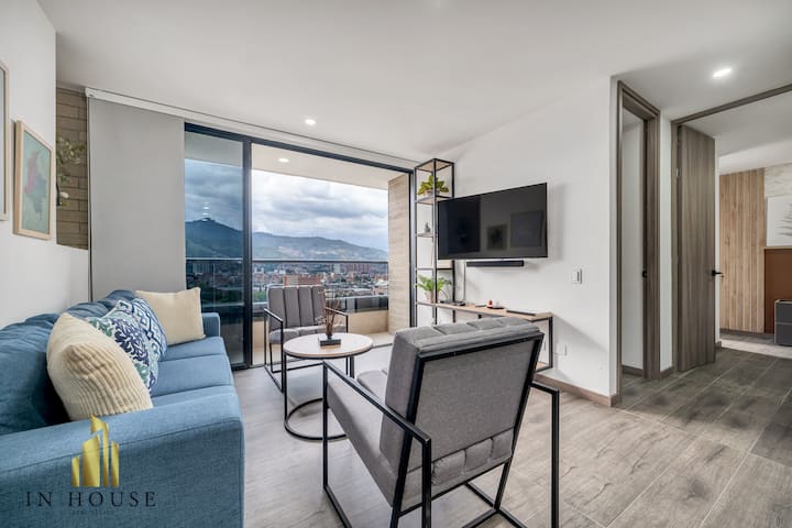 Class 48 1404 - Modern Living City Views With Ac - Sabaneta