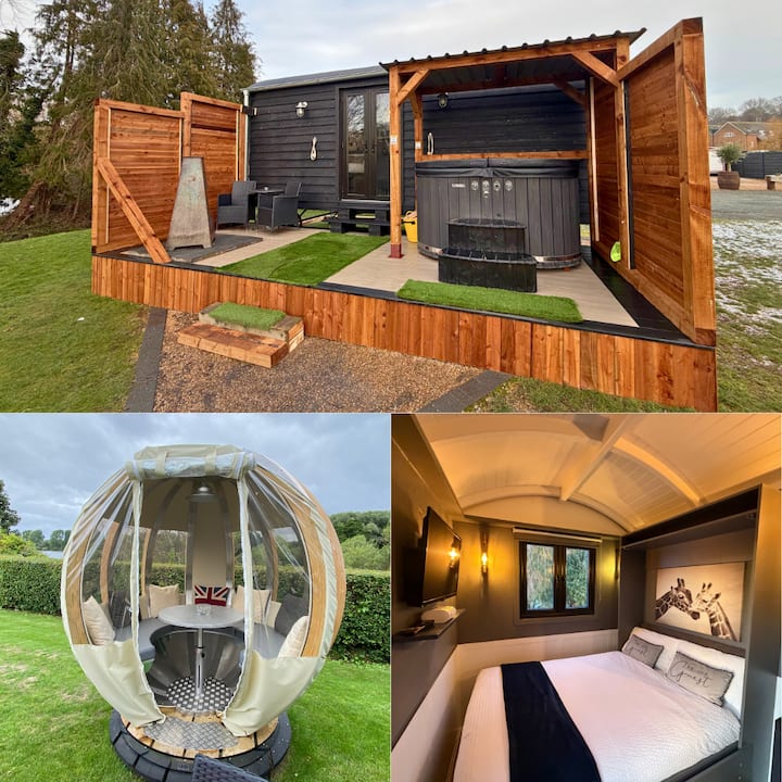 Shepherd Hut With Sauna, Hot Tub & Garden Pod - Watford