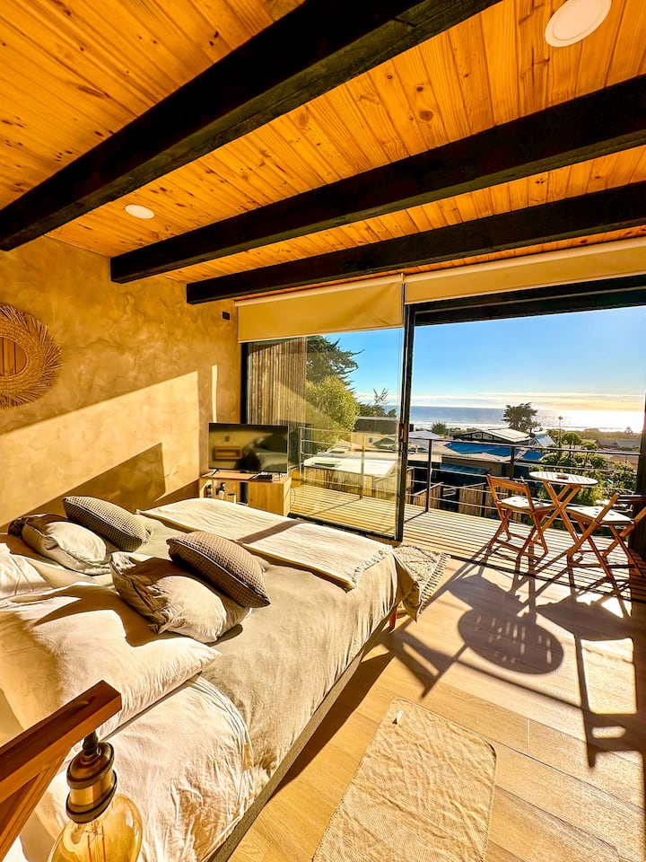 Cabaña Para 2, Con Tinaja Privada Y Vista Al Mar - Pichilemu