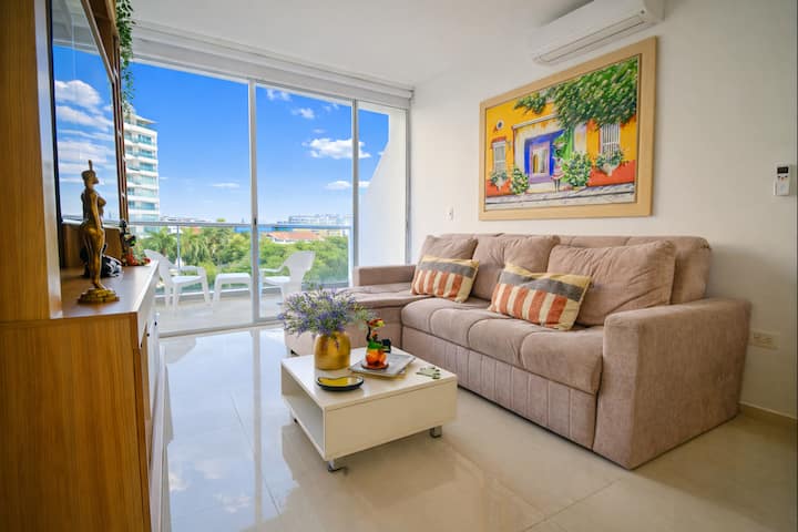 Seaview • Balcony + Rooftop Jacuzzi - Cartagena