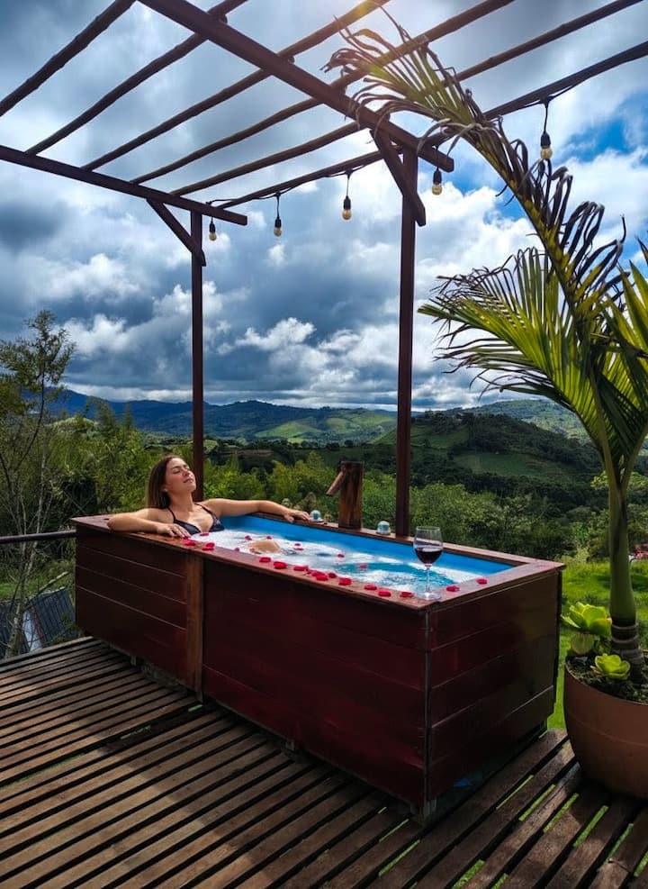 Tina Privada | Cabaña Alpina Para Pareja-la Cumbre - La Cumbre